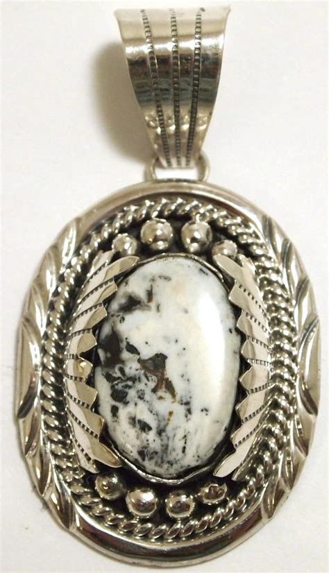 Navajo White Buffalo Sterling Silver Pendant Mary Ann Spencer