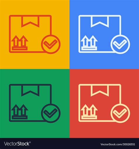 Pop Art Line Package Box With Check Mark Icon Vector Image