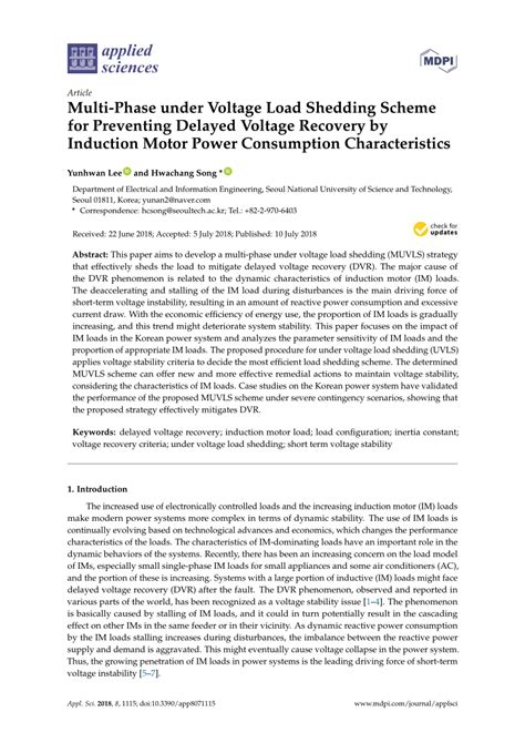 Pdf Multi Phase Under Voltage Load Shedding Scheme For Preventing