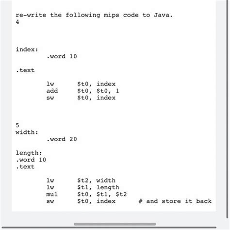 Solved Re Write The Following Mips Code To Java 4 Index