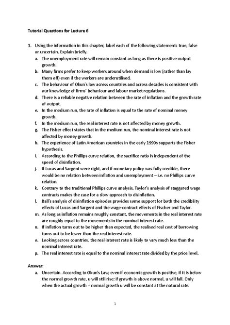 Tutorial Questions For Lecture 6 Suggested Answers Tutorial Questions For Lecture 6 1 Using