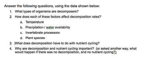 Solved Answer The Following Questions Using The Data Shown Chegg