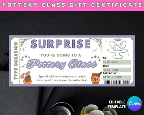 Pottery Class T Certificate Pottery Class Voucher Pottery Class