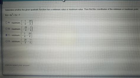 Solved Determine Whether The Given Quadratic Function Has A Chegg