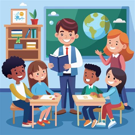 Engaging Classroom Environment With Happy Students And Teacher