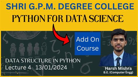 Add On Couse Python For Data Science Lecture 4 Python Data