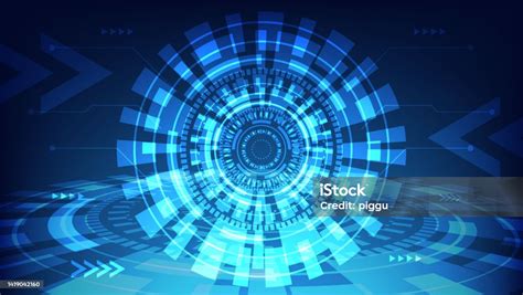 현대 그래픽 디자인을위한 하이테크 서클 디지털 Hud 화면 미래 지향적 인 기술 배경 개념 개념에 대한 스톡 벡터 아트 및 기타