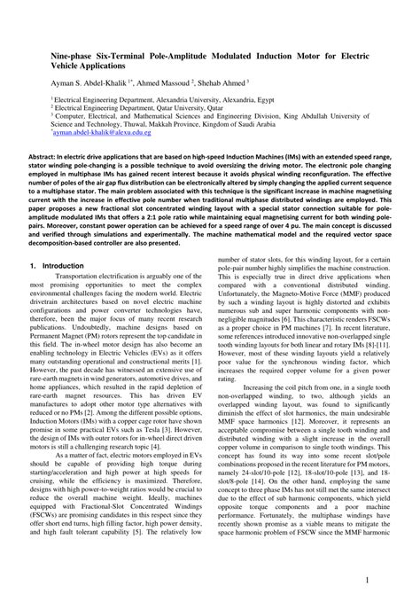 Pdf Nine Phase Six Terminal Pole Amplitude Modulated Induction Motor