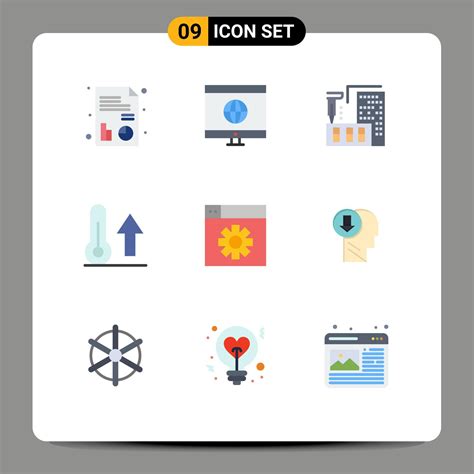 Group Of 9 Modern Flat Colors Set For Setting Web Fabrication Weather