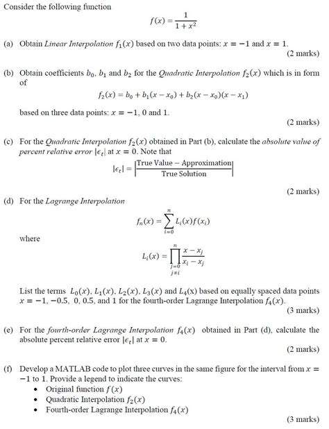 solved consider the following function f x 1 1 x2 a