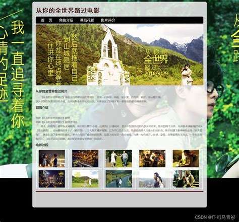 html css个人电影网页设计——电影从你的全世界路过 4页 带音乐特效 电影网页设计作品 csdn博客