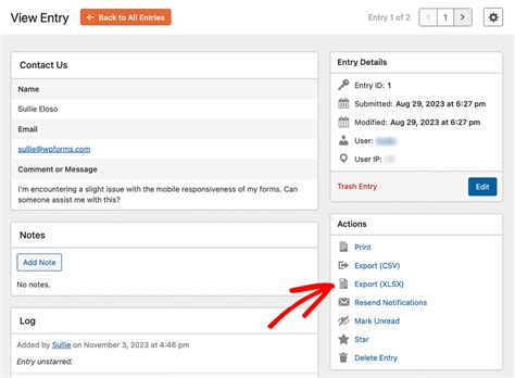 how to export wordpress form entries to excel step by step