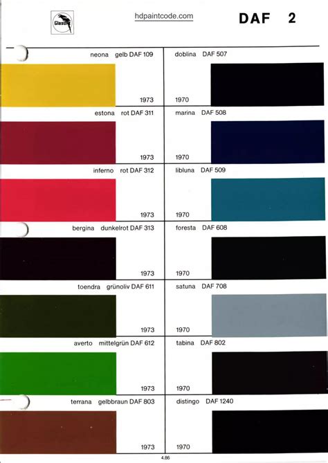 Daf Paint Codes And Color Charts