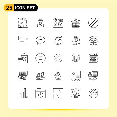 Set Of 25 Vector Lines On Grid For Heart Setting Customer Office Cog Editable Vector Design