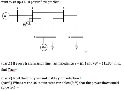 solved want to set up a n r power flow problem 2 3 g1 4 5 g4
