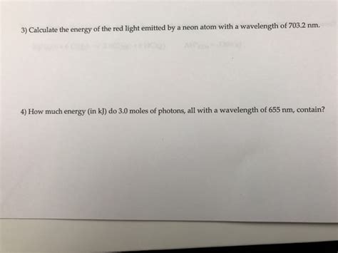 Solved Calculate The Energy Of The Red Light Emitted By A
