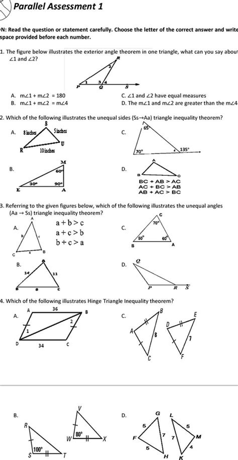 Parallel Assessment 1 N Read The Question Or Statement Carefully