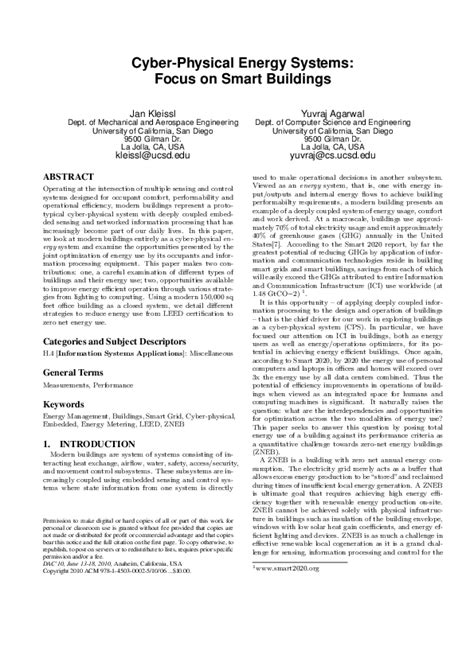 Pdf Cyber Physical Energy Systems Focus On Smart Buildings