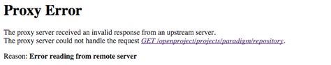 Project Management 502 Proxy Error When Connecting A Git Repo With