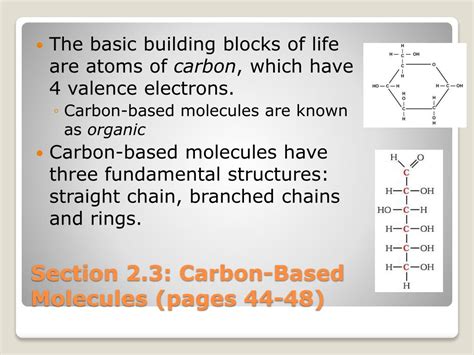 Ppt Section 23 Carbon Based Molecules Pages 44 48 Powerpoint