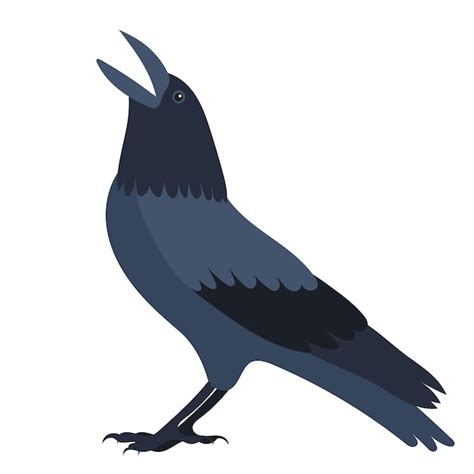 까마귀 새 평면 디자인 흰색 배경에 고립 프리미엄 벡터