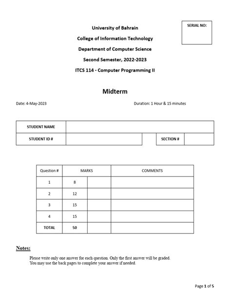 Itcs114 Midterm Sem2 2022 2023 Key Answer Pdf Computing Computer Programming