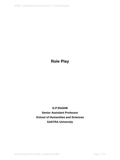 Module 4 Lecture 8 Pdf Conversation Role Playing