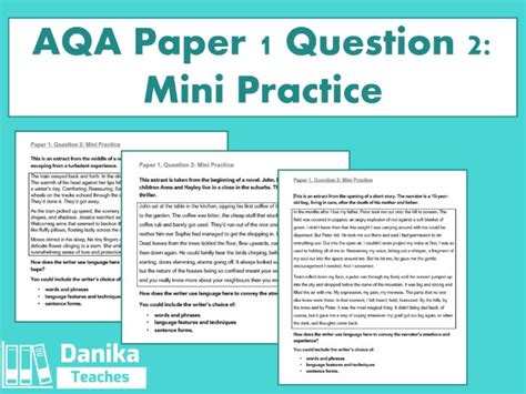 Aqa Paper 1 Question 2 3 Mini Practice Papers Teaching Resources