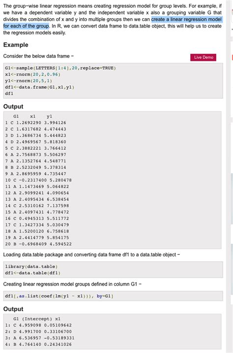 How To Create A Linear Regression Model For Each Of The Group General