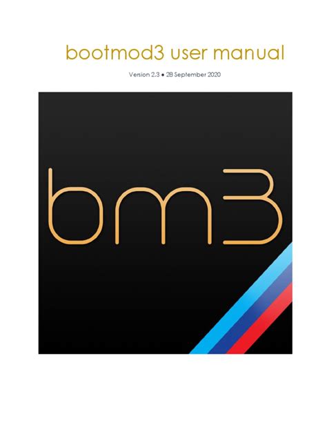 Bootmod3 User Manual Version 23 28 September 2020 Pdf Menu