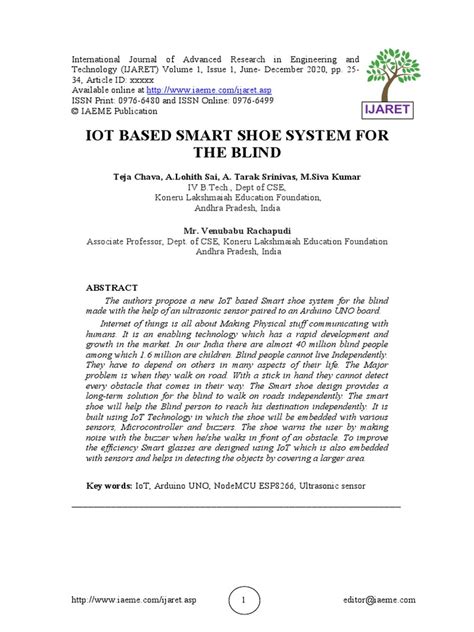Iot Based Smart Shoe System For The Blind Ijaret Download Free Pdf