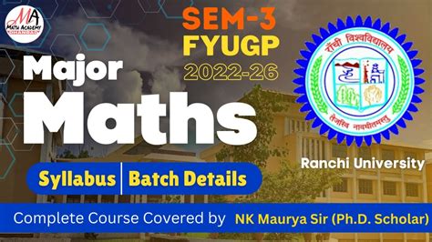 sem 3 maths major complete syllabus and batch details ranchi