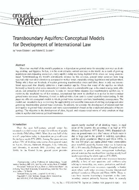 Pdf Transboundary Aquifers Conceptual Models For Development Of International Law