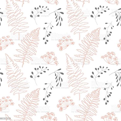 벡터 양식된 열매 고 사리 잎과 딜 꽃 식물 완벽 한 패턴입니다 0명에 대한 스톡 벡터 아트 및 기타 이미지 0명 꽃 식물 나뭇가지 Istock