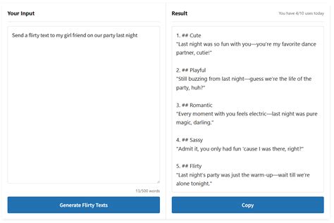 Ai Flirty Text Response Generator Free Ai Tools Open