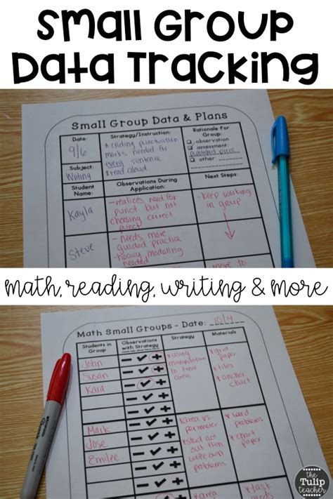 Small Group Organizers And Data Tracking Small Groups Teacher Data