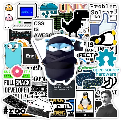 Developers Programming Languages Stickers Logo Github Go Python Linux Diy Toy T Decorative