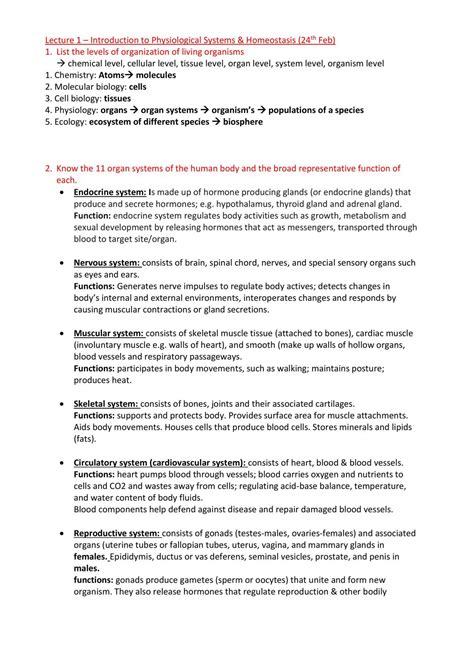 Hubs1403 Biomedical Science Part 1 First 16 Lecture Notes Hubs1403