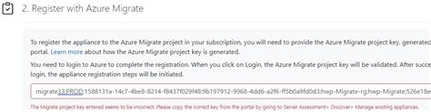 Azure Migration Appliance Issue Applying Key To Appliance In Step 2 Register With Azure