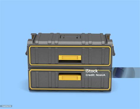 큰 닫힌 검은 전문 도구 케이스 측면보기 파란색 배경에 3d 렌더링 3차원 형태에 대한 스톡 사진 및 기타 이미지 3차원
