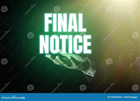 Text Showing Inspiration Final Notice Word Written On Formal Declaration Or Warning That Action