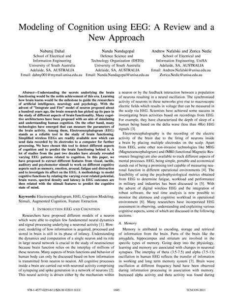 PDF Modeling Of Cognition Using EEG A Review And A New Approach