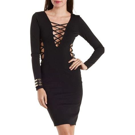 Charlotte Russe Black Caged Cut Out Bodycon Midi Dress By Charlotte