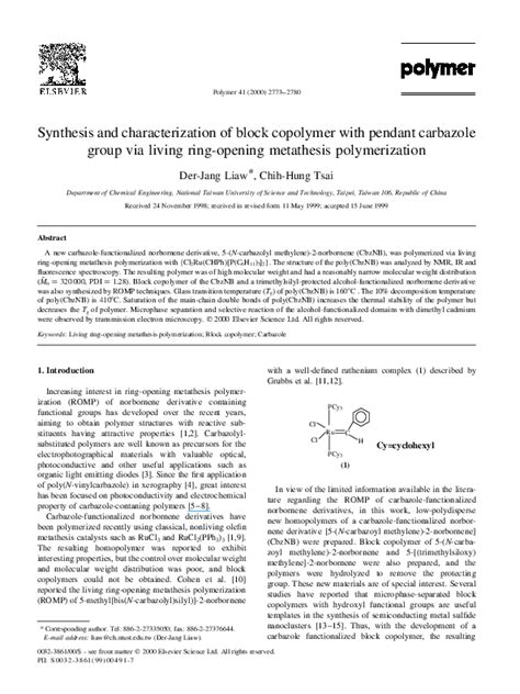 Pdf Synthesis And Characterization Of Block Copolymers Of ε Caprolactone And Dl Lactide