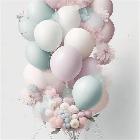 Premium Photo Bouquet Of Giant Balloons With Pastel Tones Against A White Background Capturing