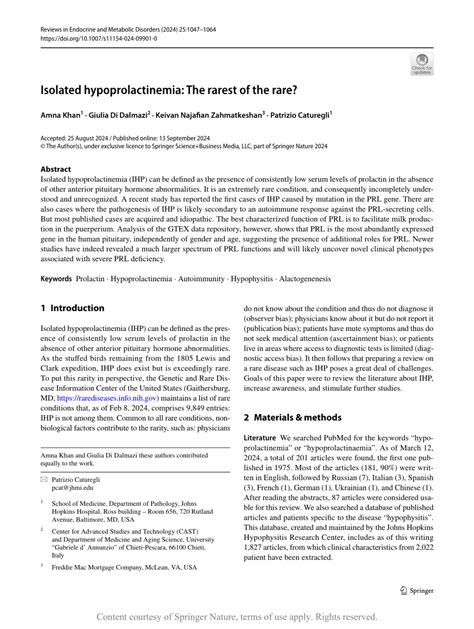 Isolated Hypoprolactinemia The Rarest Of The Rare Request Pdf