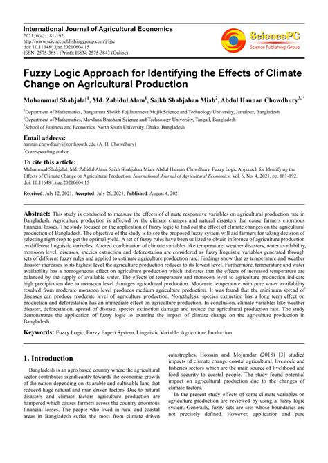 Pdf Fuzzy Logic Approach For Identifying The Effects Of Climate