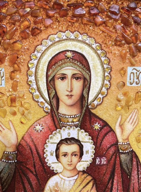 Ікона Богородиця Знамення з бурштину купити в Україні за привабливою ціною Ukraine Amber