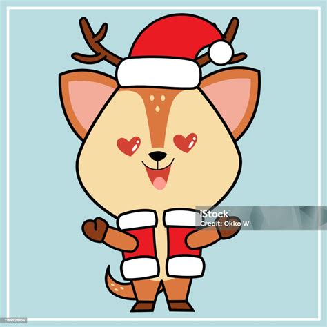 귀여운 가와이이 손 그린 아이콘 클립 아트 사슴 캐릭터 일러스트 와 크리스마스 의상 36 0명에 대한 스톡 벡터 아트 및 기타 이미지 Istock