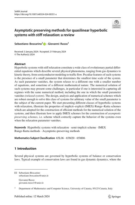 Pdf Asymptotic Preserving Methods For Quasilinear Hyperbolic Systems With Stiff Relaxation A